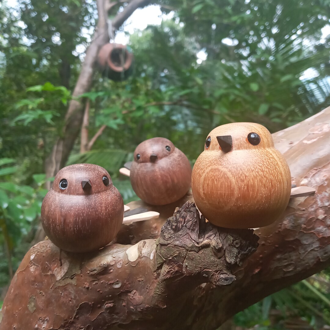 Wood Turning Bird-home Deco-gift for Her-robin Bird-wooden Bird-bird ...