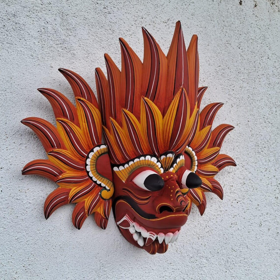 Gini Raksha Mask, Fire Demon Mask, Traditional Sri Lankan Mask, Devil ...