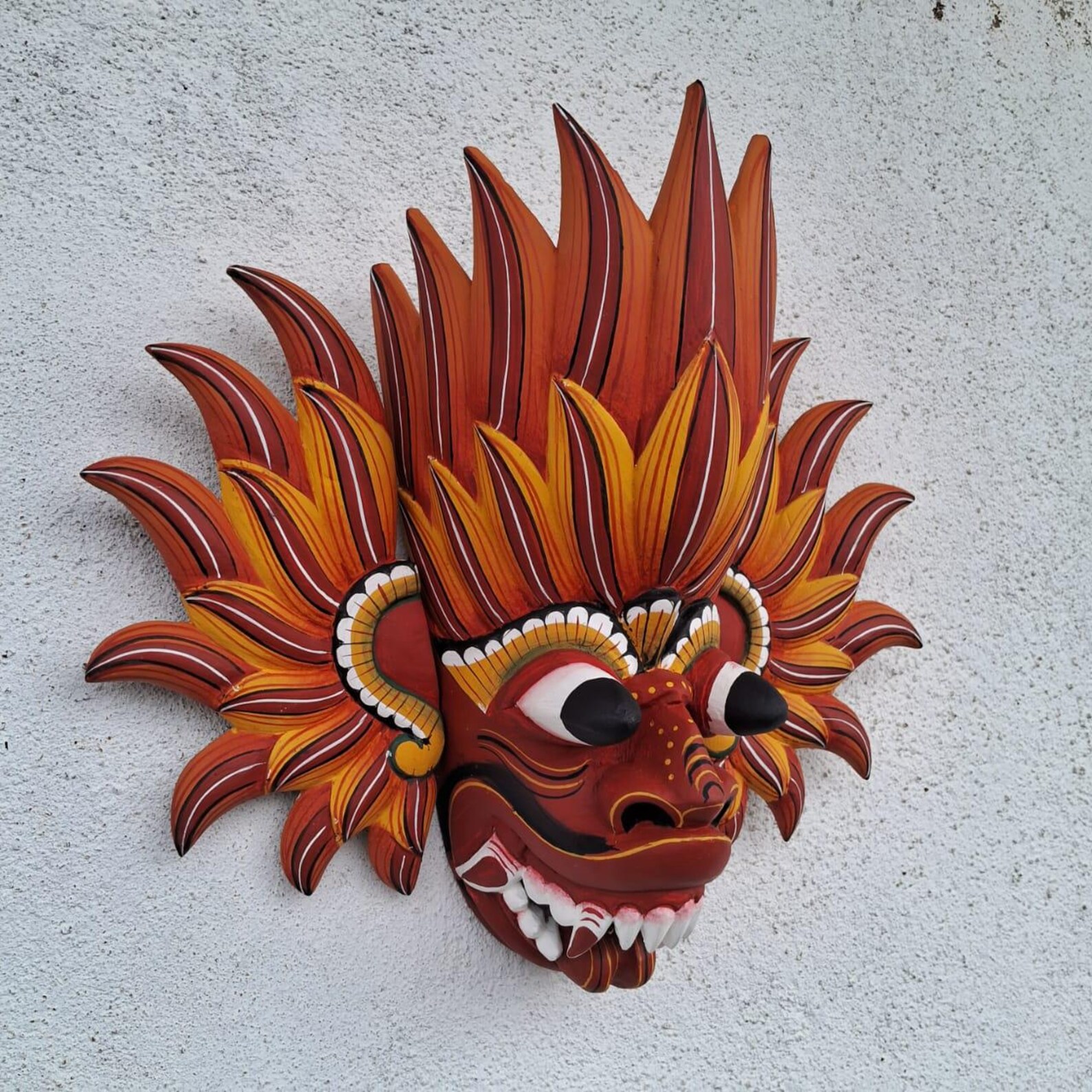 Gini Raksha Mask, Fire Demon Mask, Traditional Sri Lankan Mask, Devil ...