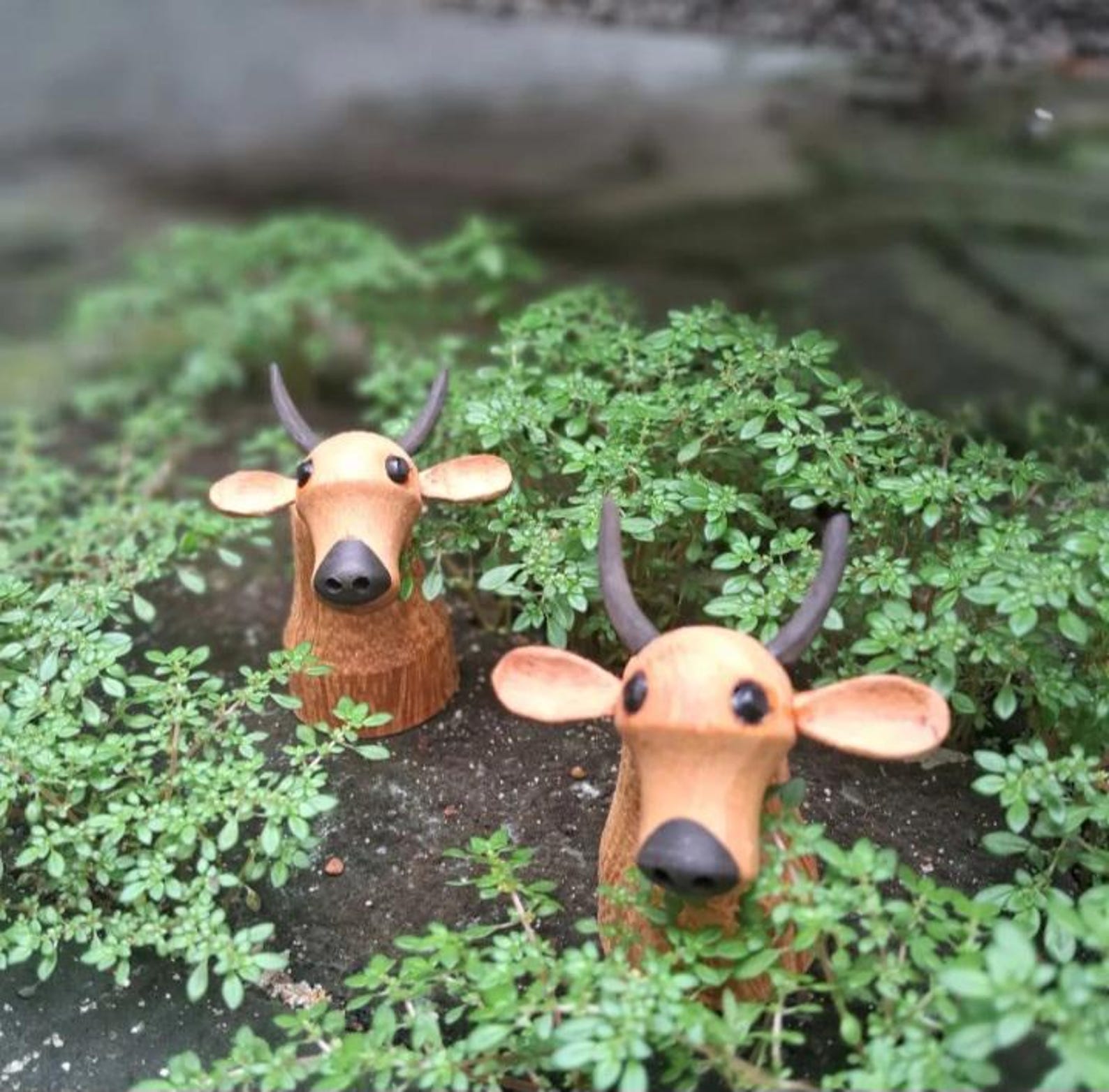 Miniature Wooden Cow & Cow Head Sculptures:handcrafted Charm for Your ...