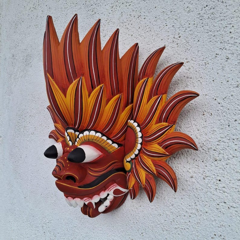 Gini Raksha Mask, Fire Demon Mask, Traditional Sri Lankan Mask, Devil ...