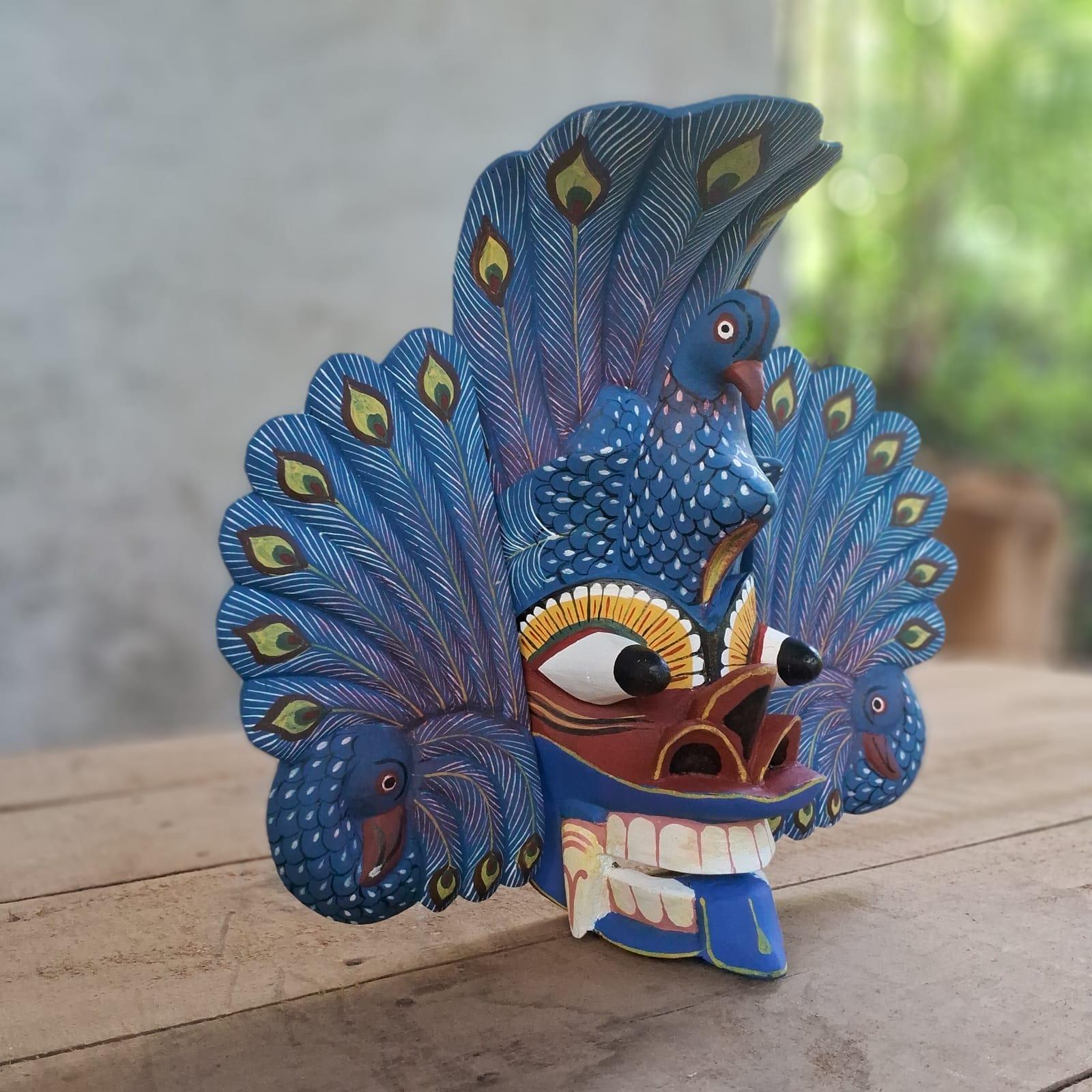 Sri Lankan Mayura Raksha Mask, Peacock Devil Mask, Wooden Wall Decor ...