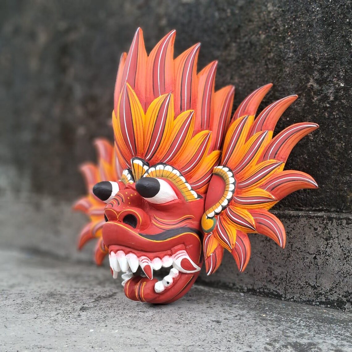 Gini Raksha Mask, Fire Demon Mask, Traditional Sri Lankan Mask, Devil ...