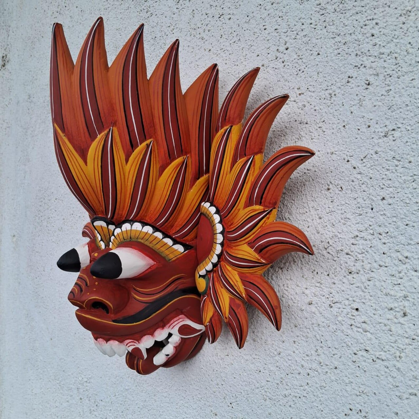 Gini Raksha Mask, Fire Demon Mask, Traditional Sri Lankan Mask, Devil ...