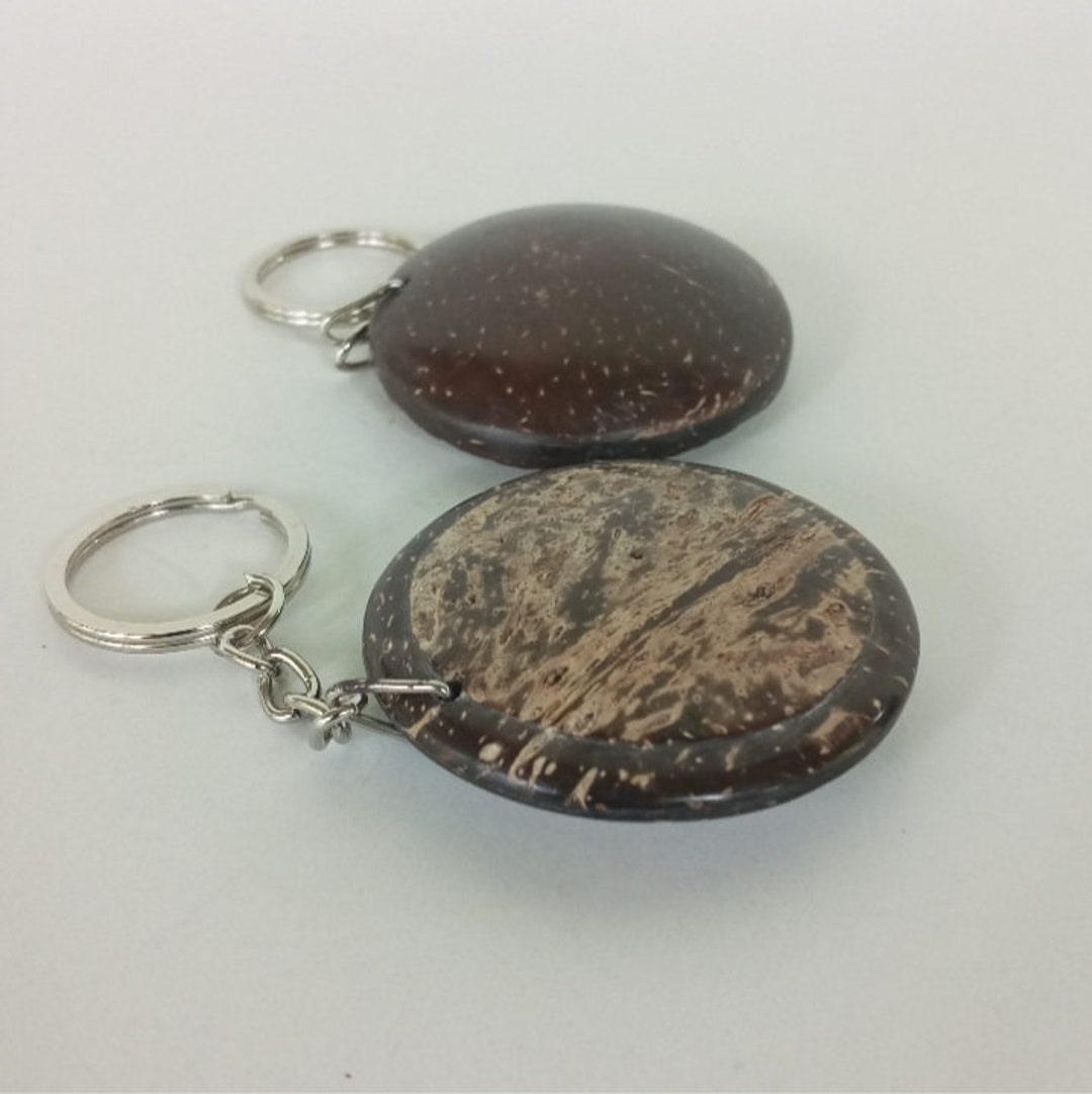 Coconut Shell Keychain,eco Friendly Key-chain,round Keychain,key Chain ...