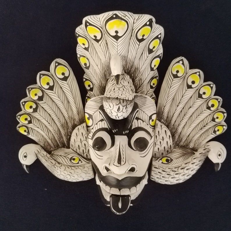 Sri Lankan Traditional Mask Mayura Raksha, Peacock Devil Mask, Peacock ...