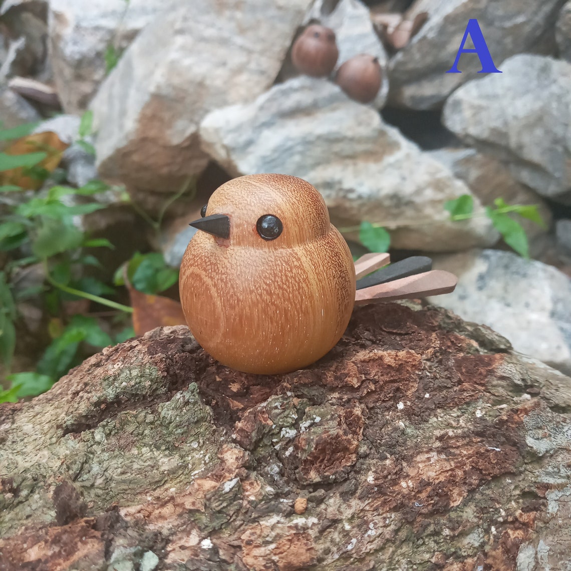 Wood Turning Bird-home Deco-gift for Her-robin Bird-wooden Bird-bird ...