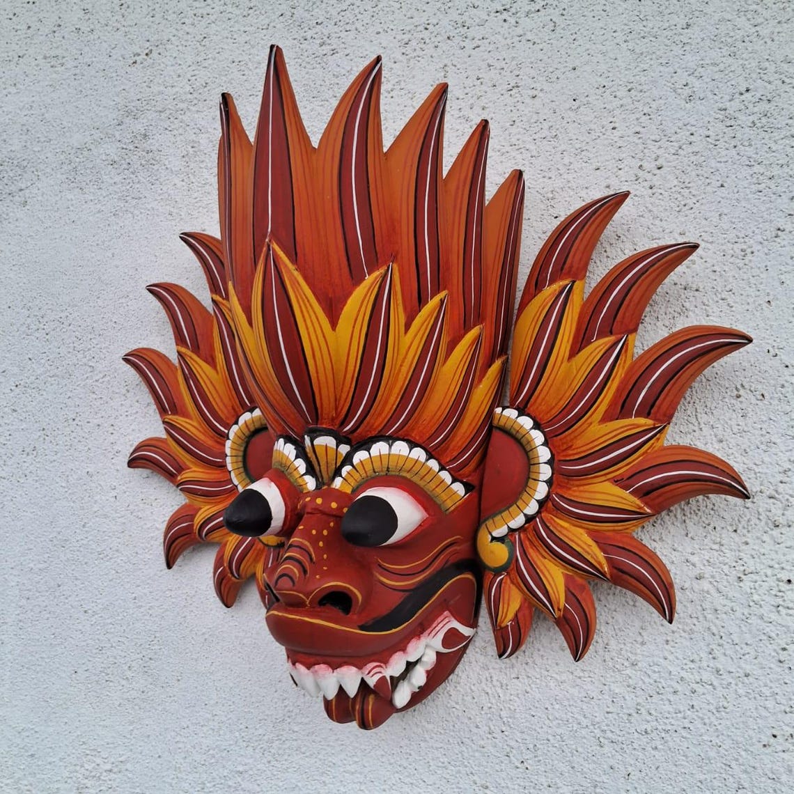 Gini Raksha Mask, Fire Demon Mask, Traditional Sri Lankan Mask, Devil ...