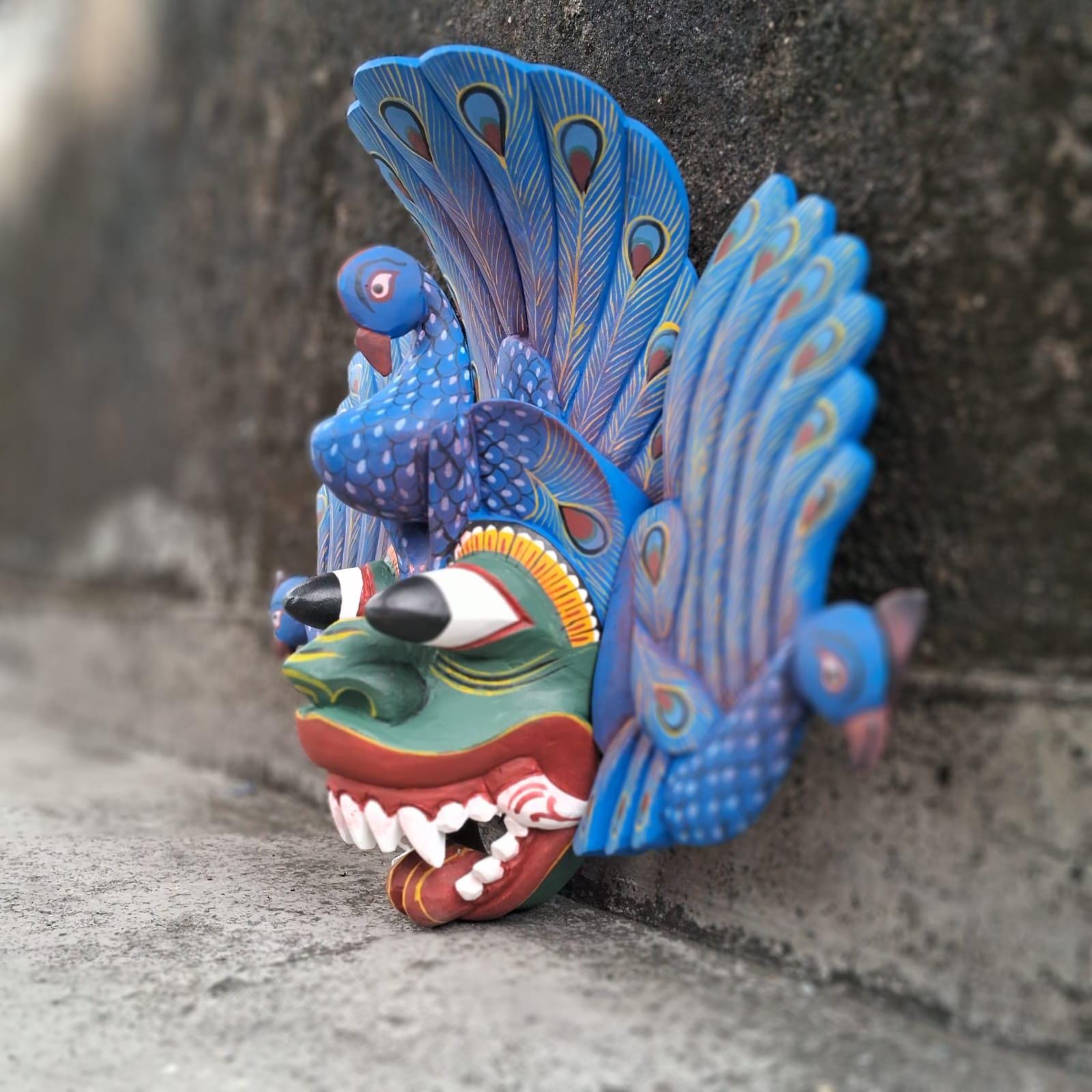 Sri Lankan Traditional Mask Mayura Raksha, Peacock Devil Mask, Peacock ...