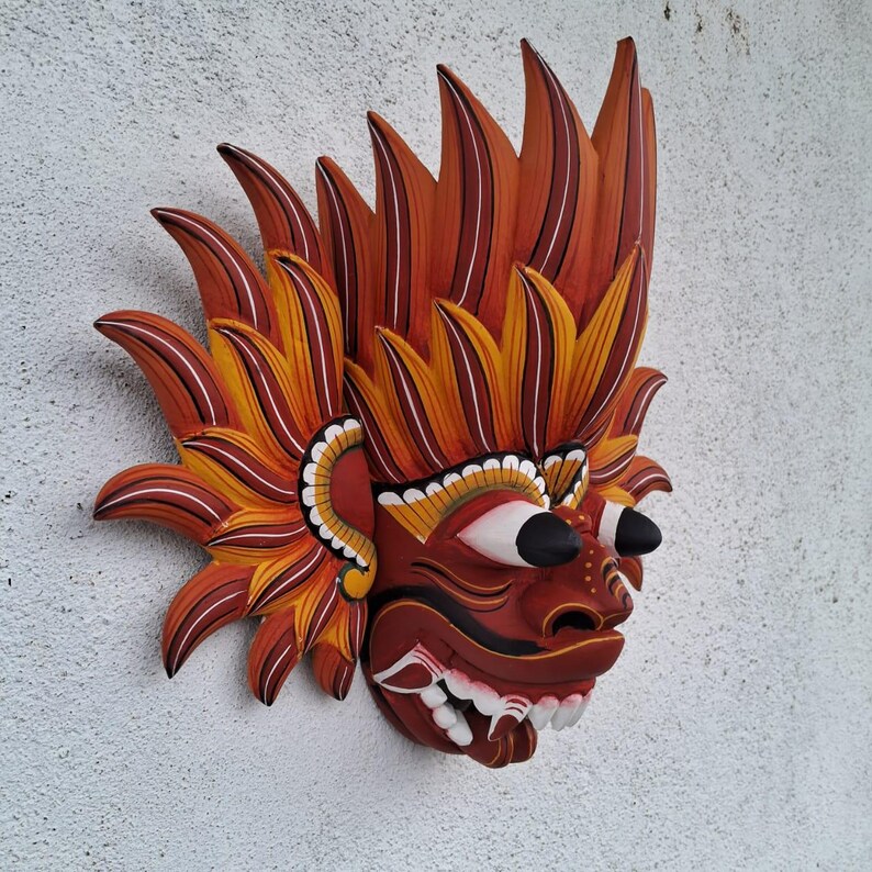 Gini Raksha Mask, Fire Demon Mask, Traditional Sri Lankan Mask, Devil ...