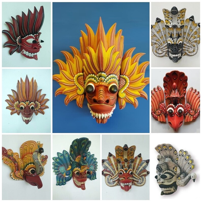 Sri Lankan Mask,wooden Mask,cobra Protection / Fire Demon / Devil Mask ...