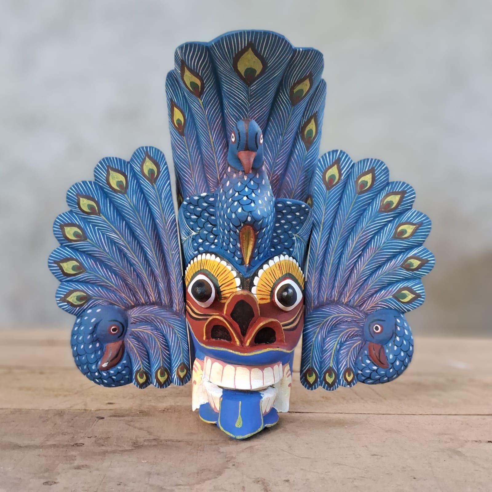 Sri Lankan Mayura Raksha Mask, Peacock Devil Mask, Wooden Wall Decor ...