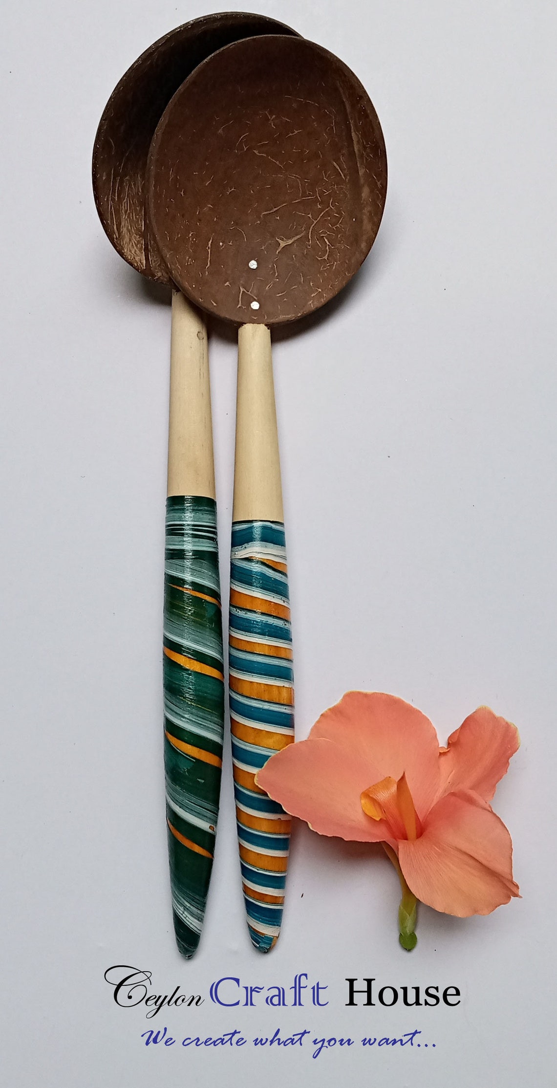 Large Spoon 100% Handmade Coconut Shell Wooden Spoon - Etsy