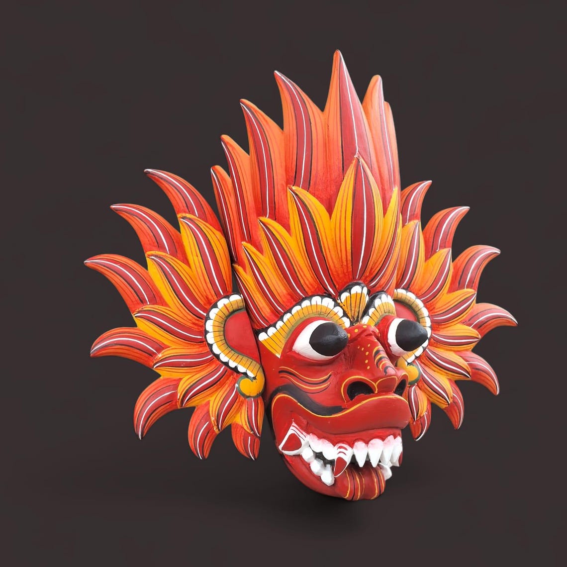 Gini Raksha Mask, Fire Demon Mask, Traditional Sri Lankan Mask, Devil ...