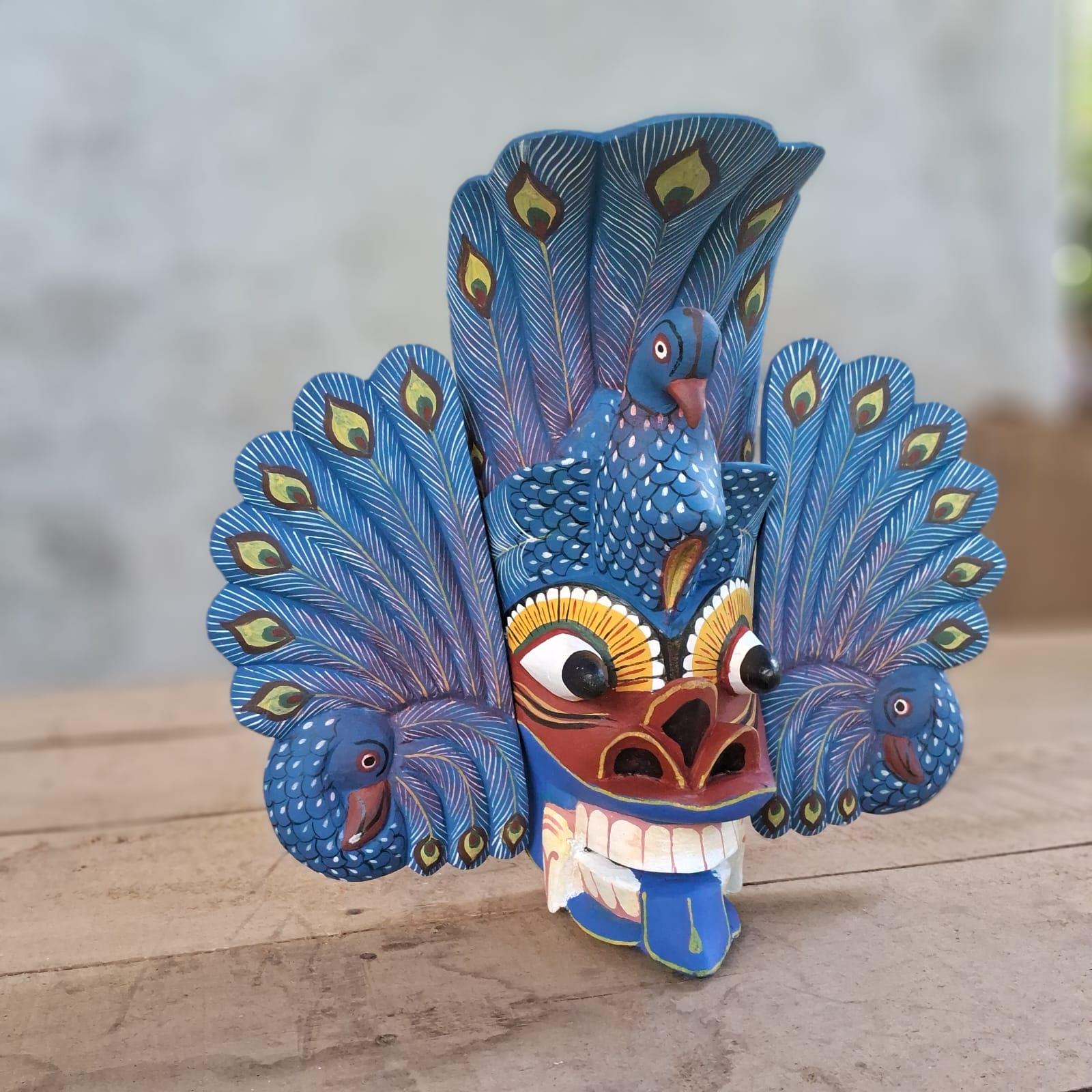 Sri Lankan Mayura Raksha Mask, Peacock Devil Mask, Wooden Wall Decor ...