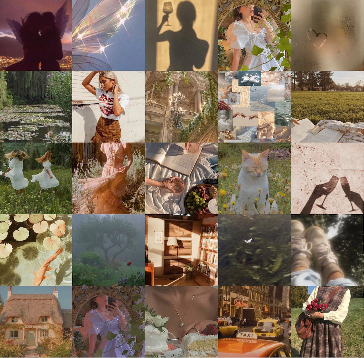 Cottage-Core aesthetic photo collage wall kit/ 72pcs | Etsy