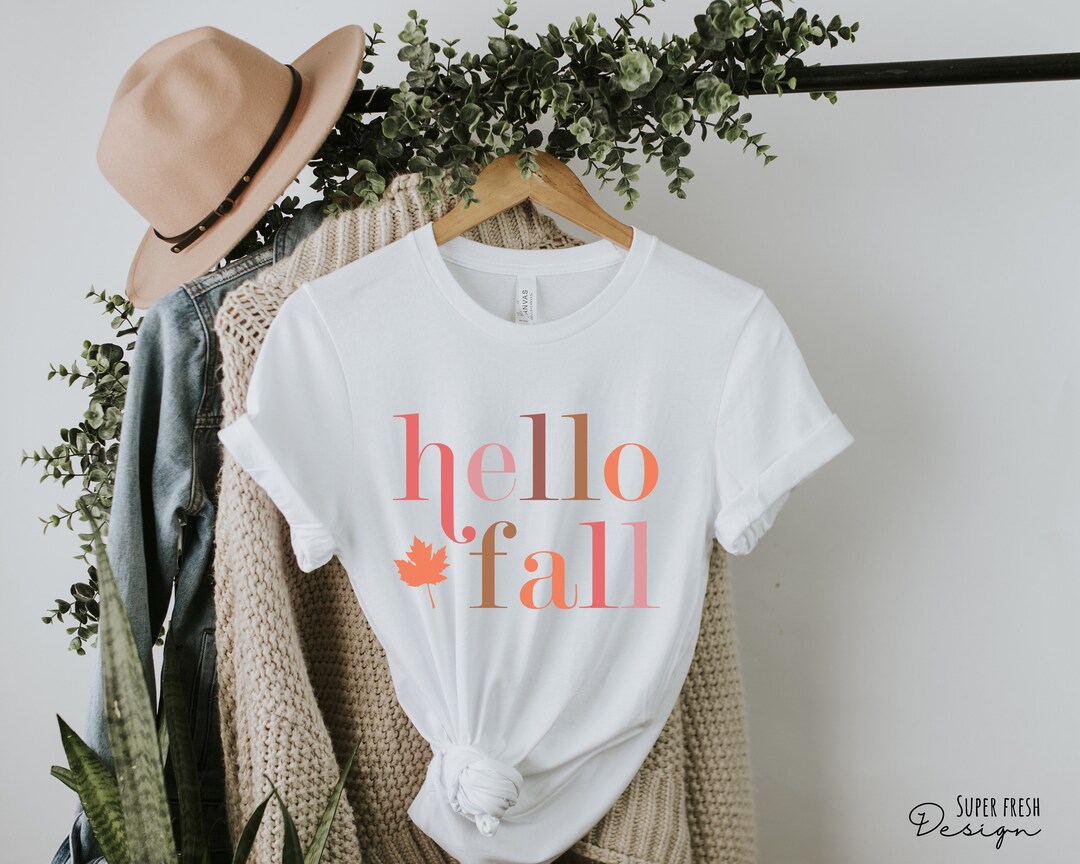 Hello Fall Shirt Thanksgiving Shirt Cute Fall Shirt Womens - Etsy