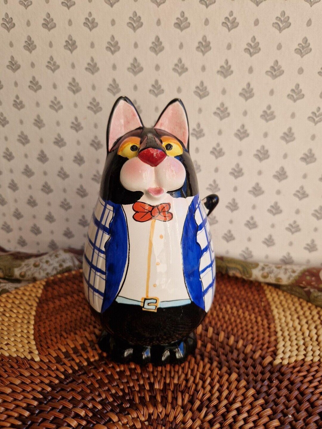 Vintage Kitsch Cat Money Box Piggy Bank Ornament Cute Quirky Cat Lover ...