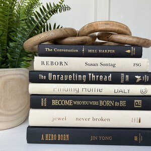 Hardcover Book Stack, Staging Books, Decorative Book Stack, Tan and ...