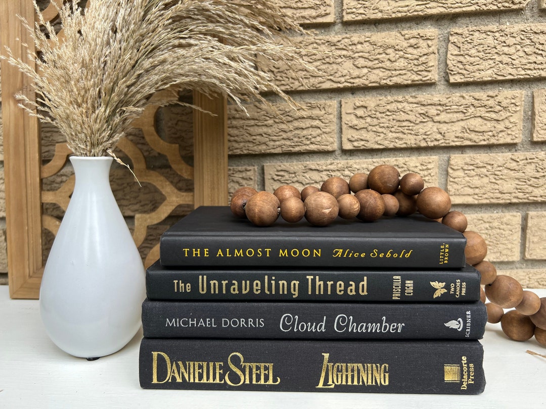Hardcover Book Stack, Staging Books, Decorative Book Stack, Black Books ...