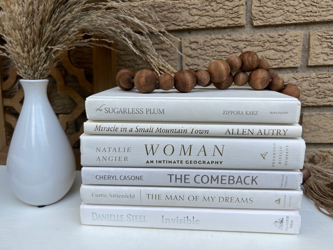 Hardcover Book Stack, Staging Books, Decorative Book Stack, White Books ...