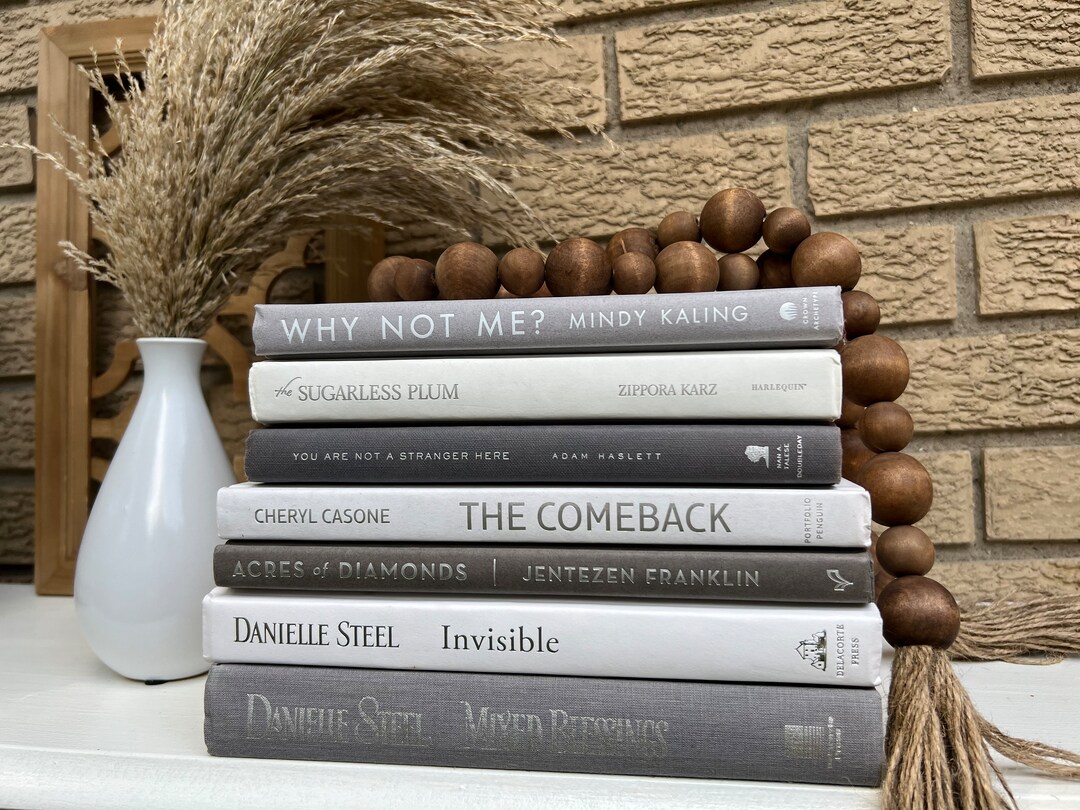 Hardcover Book Stack, Staging Books, Decorative Book Stack, Gray and ...