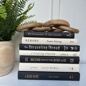 Hardcover Book Stack, Staging Books, Decorative Book Stack, Tan and ...