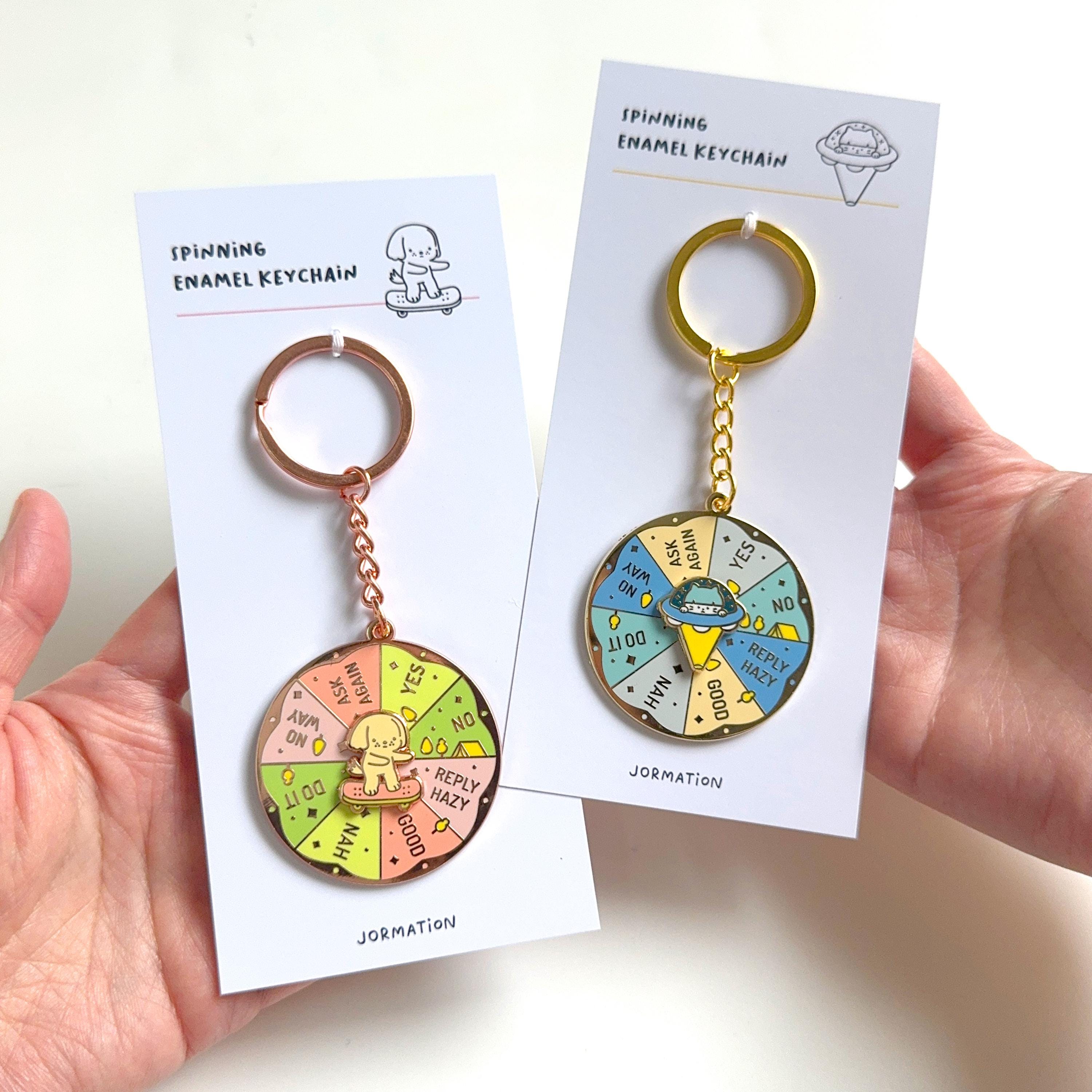 Decision Maker Spinning Enamel Keychain Dog Skateboard | Jormation - Etsy