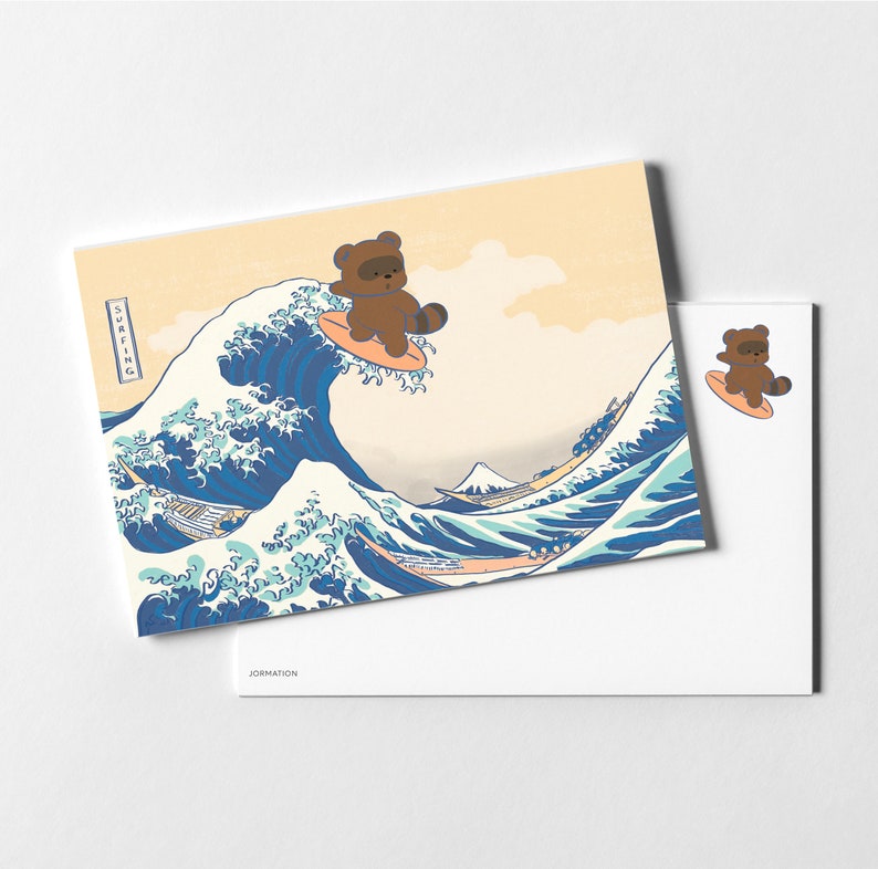 The Great Wave off Kanagawa Art Parody Postcard - Etsy