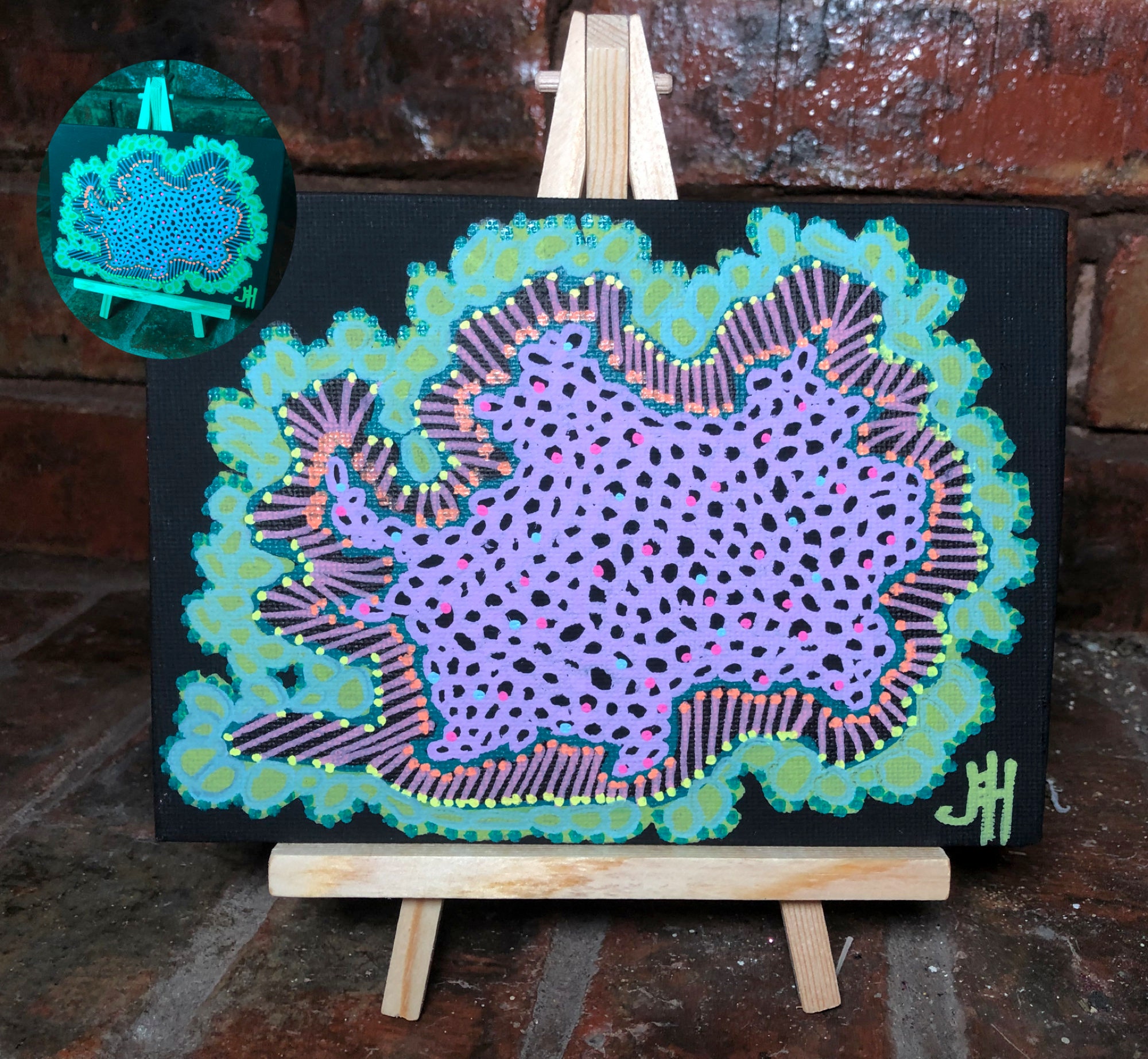 Abstract Dayglo Blacklight Art * Canvas Panel Painting * Original and ...
