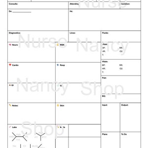 Printable Nursing Brain Report Sheet PDF File and Word Document - Etsy