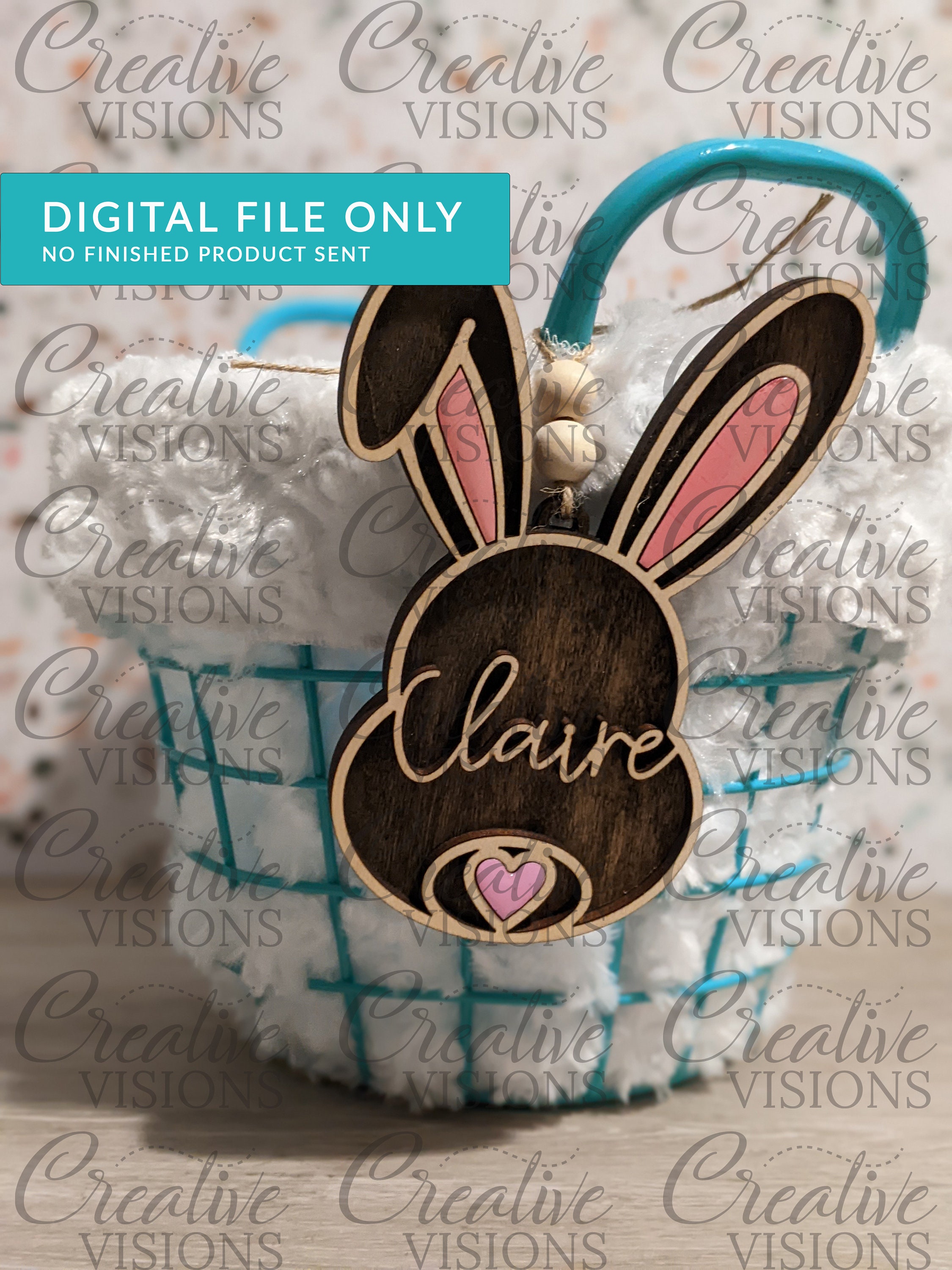 Bunny Name Tag - Decoration - Can Personalize - Cut File for Laser ...