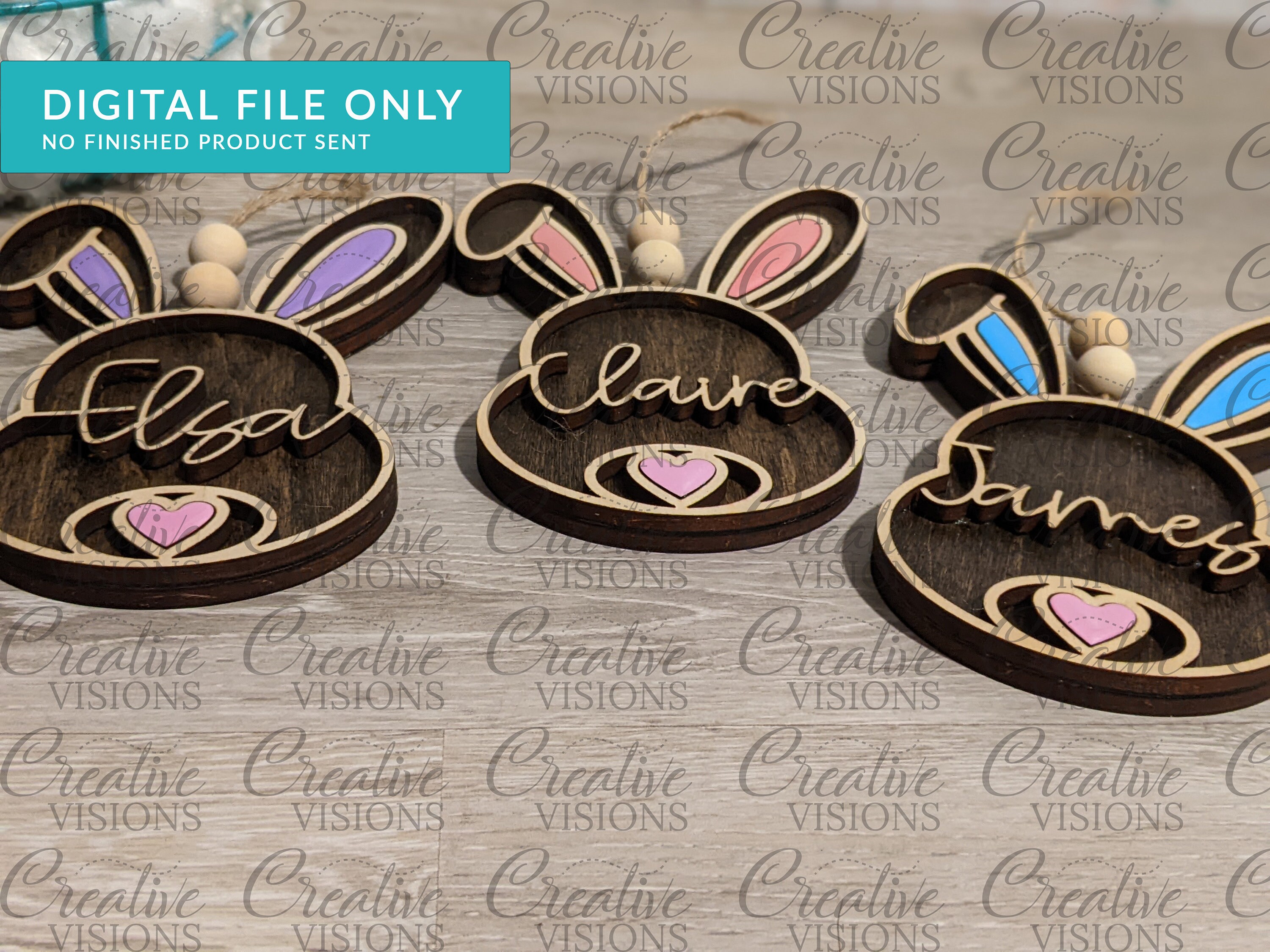 Bunny Name Tag - Decoration - Can Personalize - Cut File for Laser ...