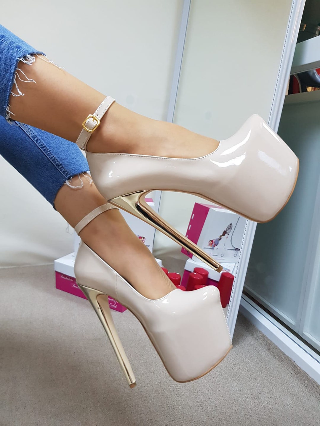 Nude Bonding Evening Shoes, Nude Bonding Platform Stiletto Heel Shoes ...