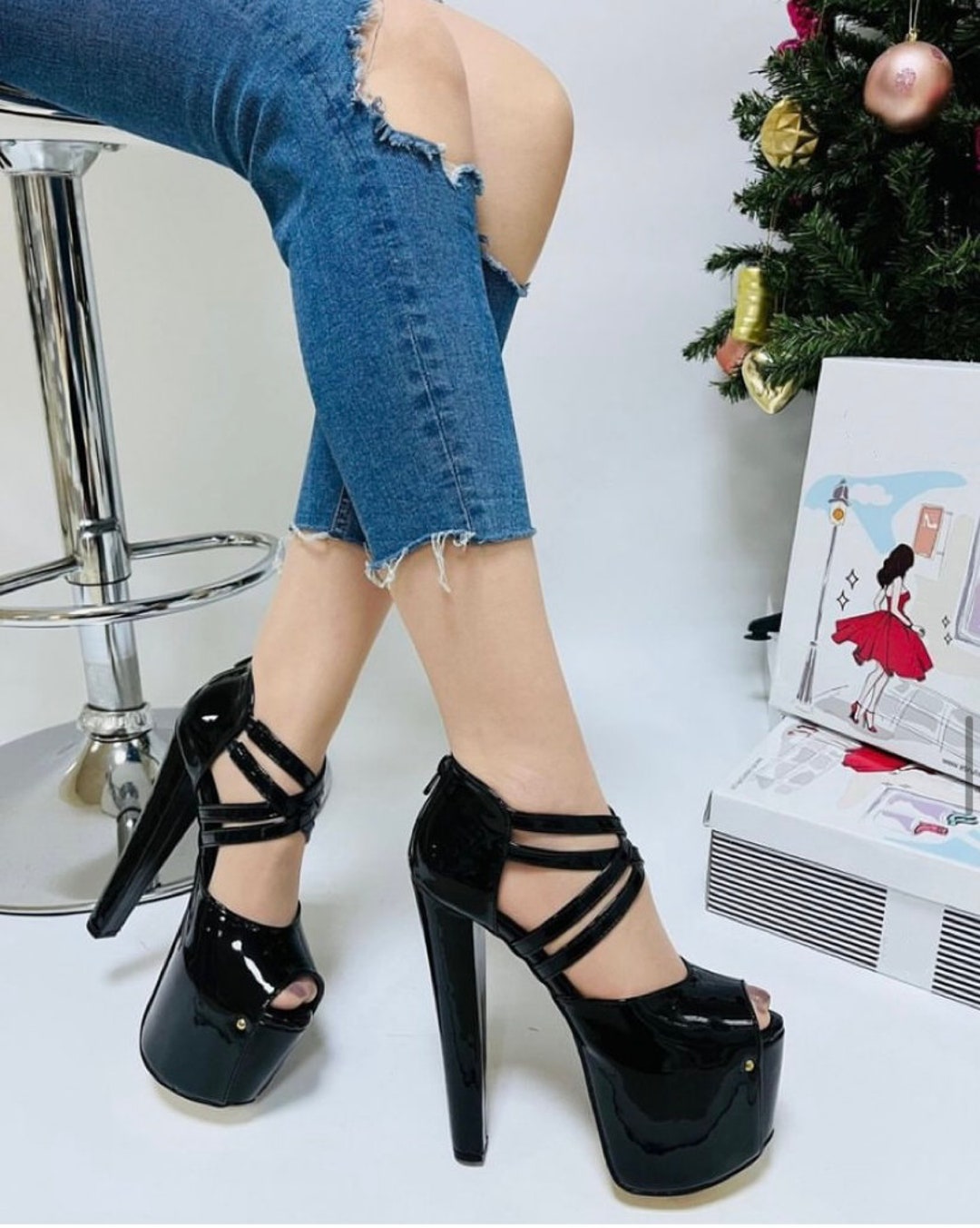 Bonding Platform High Heeled Shoes Black Evening Shoes - Etsy