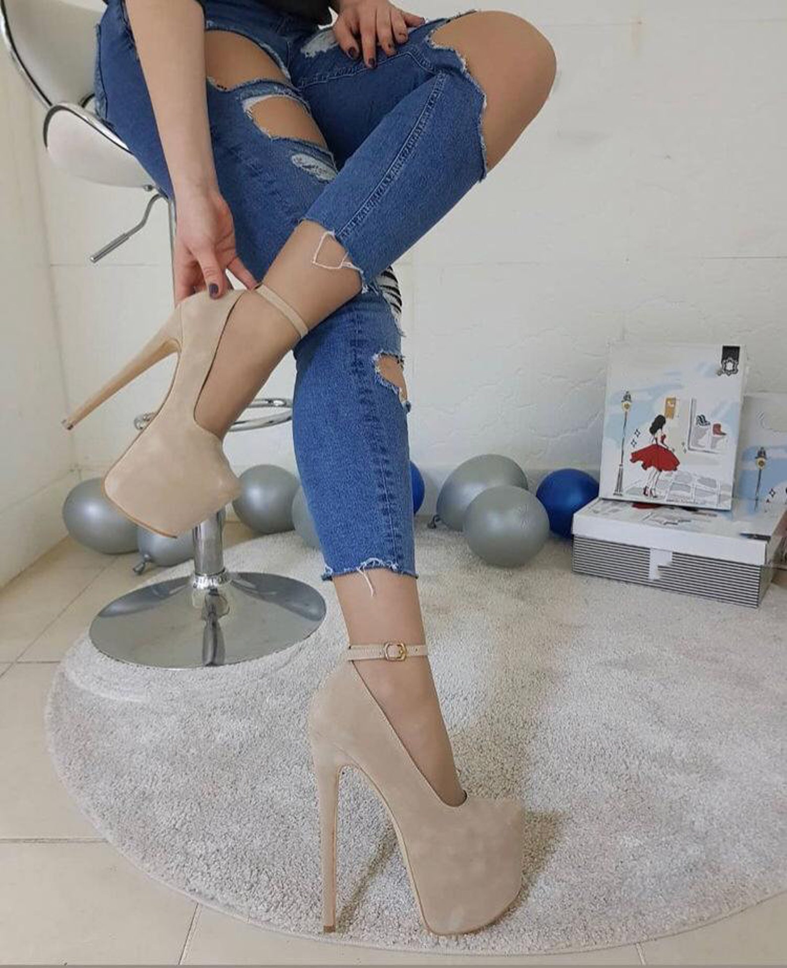 Bonding Suede Evening Shoes Bounding Platform Stiletto Heel - Etsy