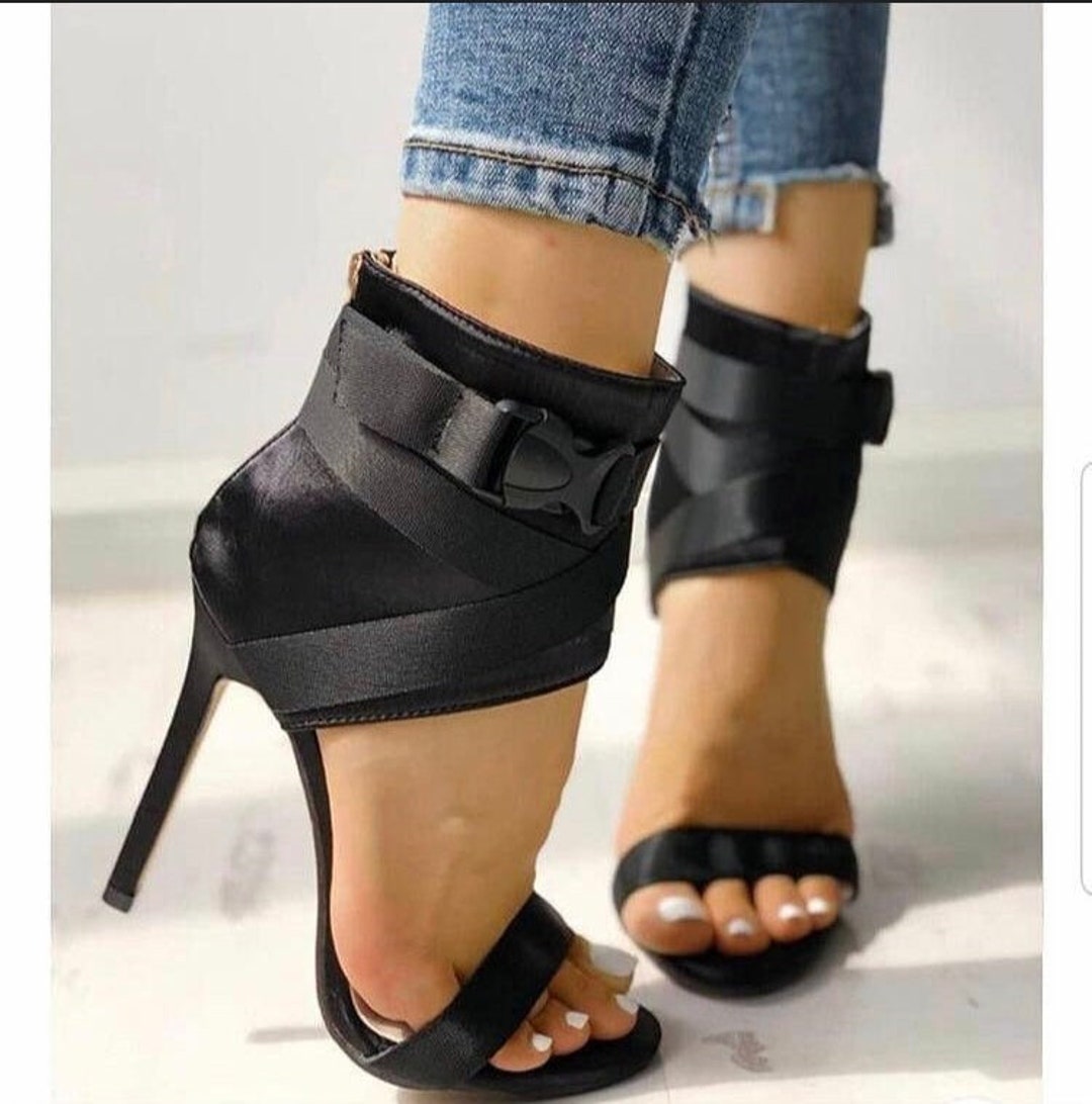 Black Bonding Stiletto Heel Shoes - Black Evening Shoes - Wedding Shoes ...