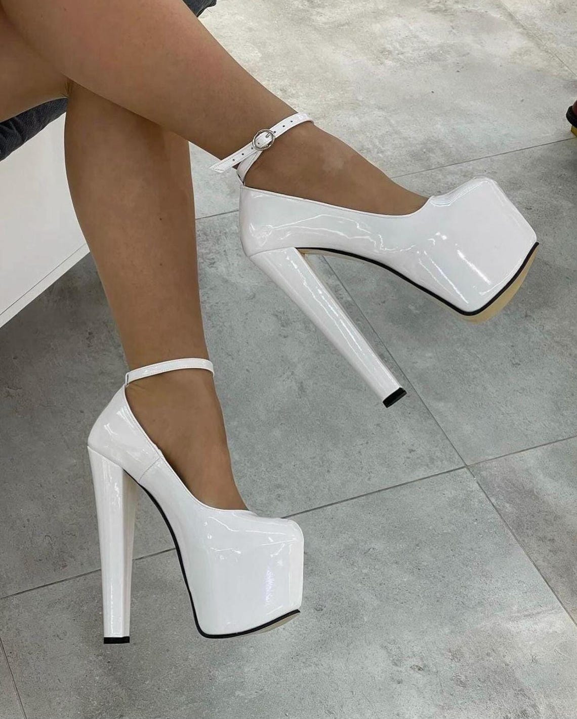 White Platform Stiletto Heel Shoes: Handmade Evening Wedding Shoes - Etsy