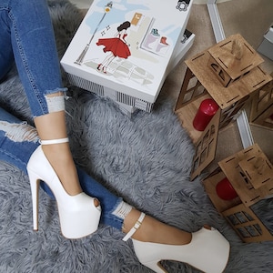 Bonding Evening Platform Stiletto Shoes, Black Bonding Platform High ...