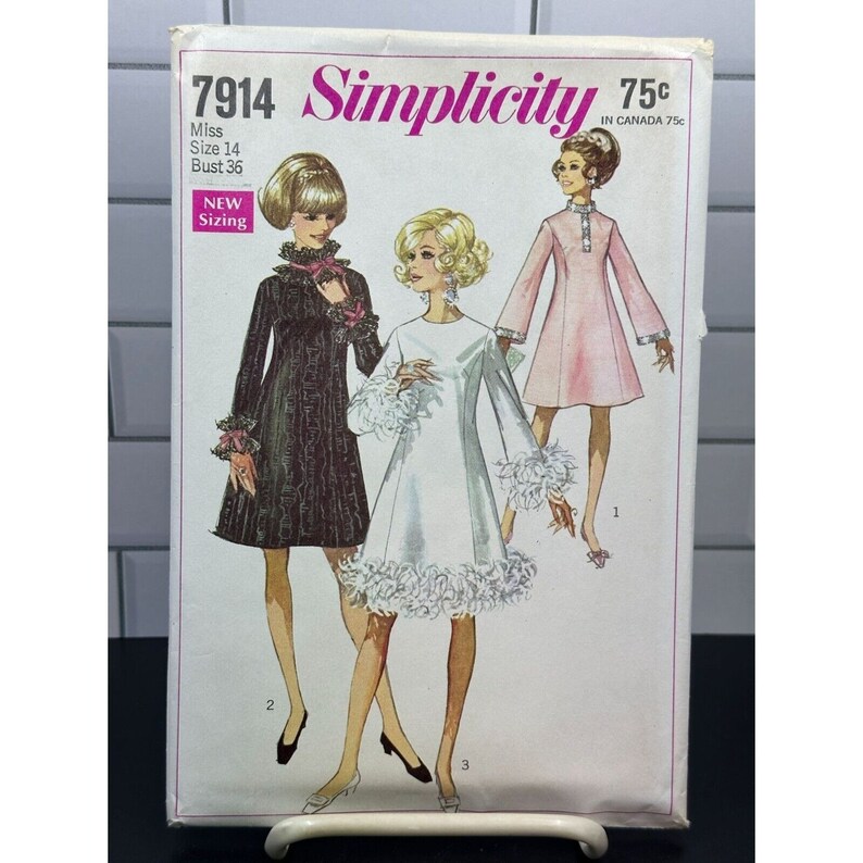 1968 Simplicity Pattern Misses' Dress 7914 Size 14 Bust - Etsy