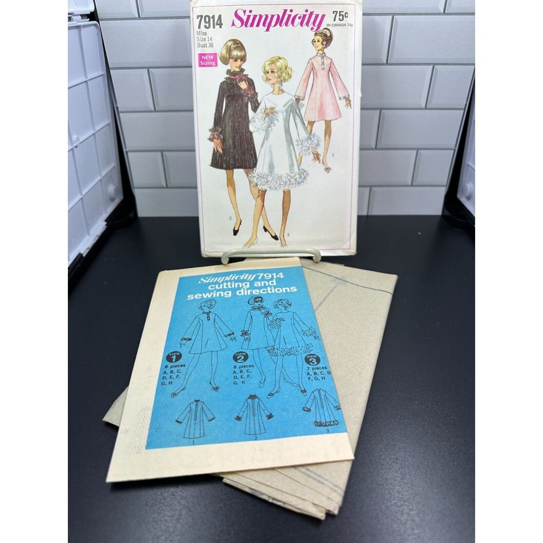 1968 Simplicity Pattern Misses' Dress 7914 Size 14 Bust - Etsy