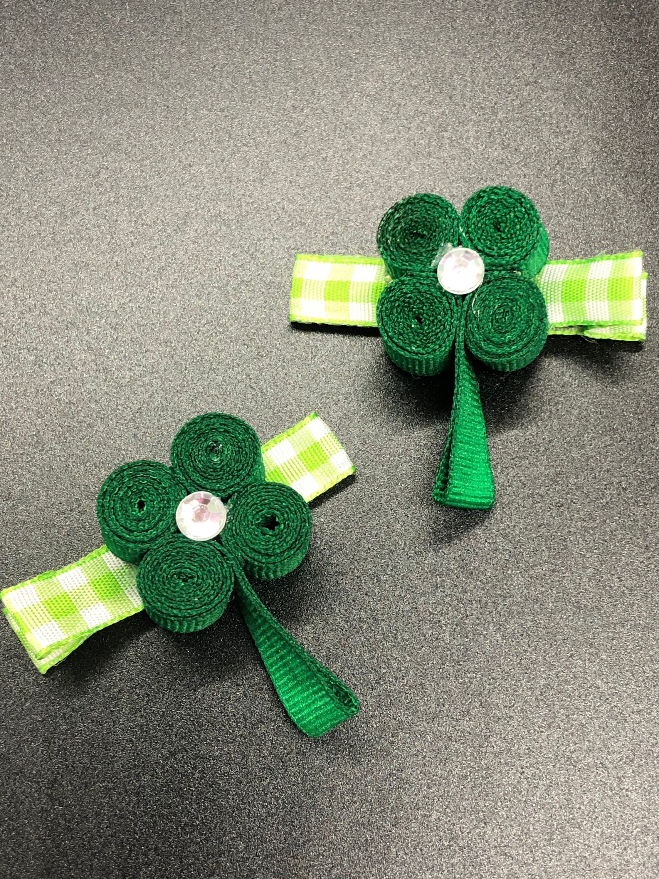 Four leaf clover hair bow clip Lucky clip Clover hair bow | Etsy