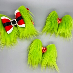 Grinch Hair Bow, Grinch Bow, Grinch Costume Accessory, Grinch Fur Bow ...
