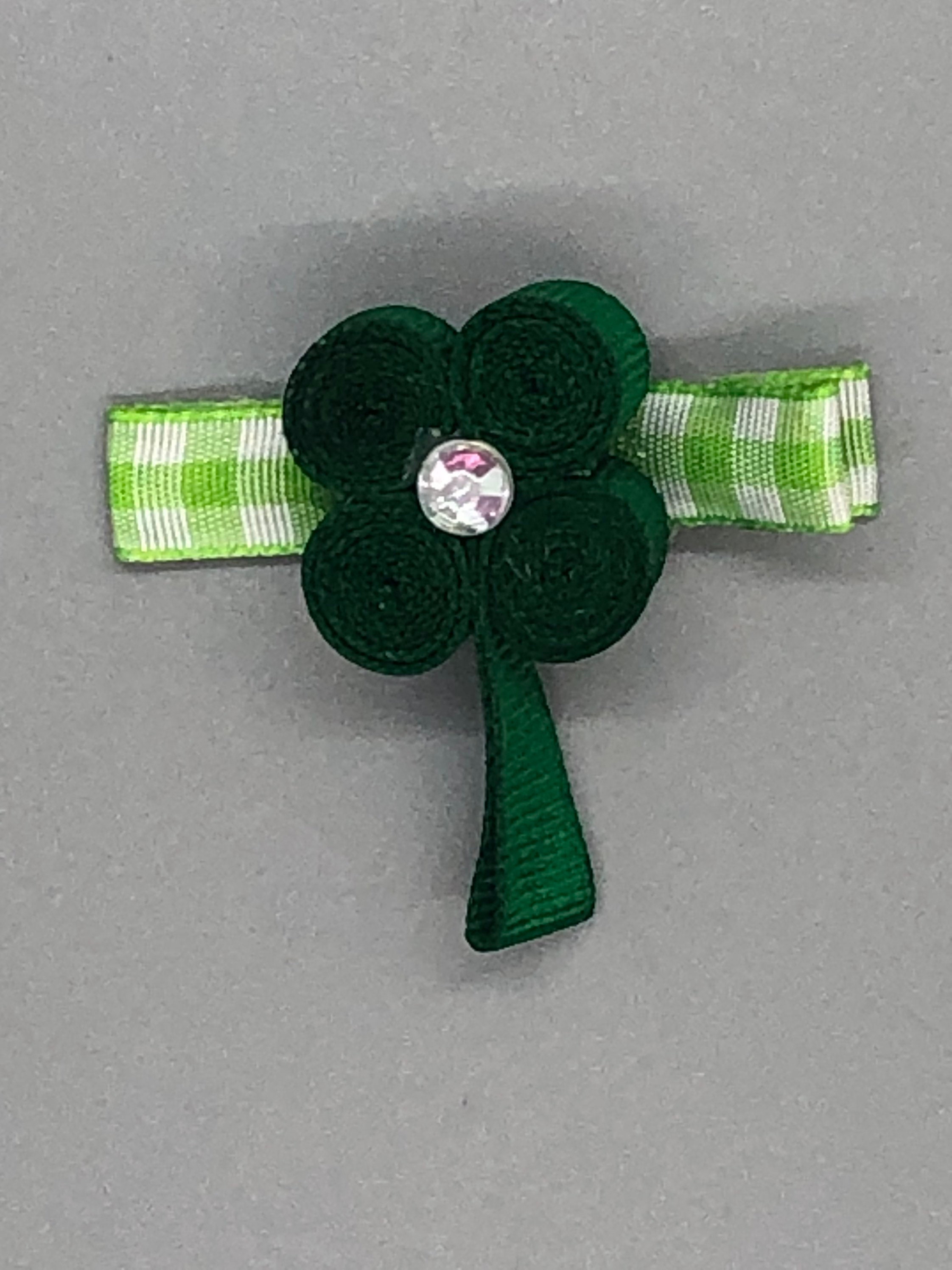 Four leaf clover hair bow clip Lucky clip Clover hair bow | Etsy