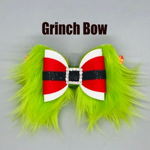 Grinch Hair Bow, Grinch Bow, Grinch Costume Accessory, Grinch Fur Bow ...