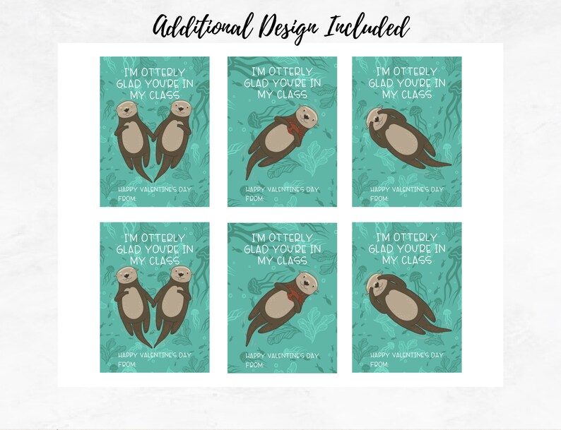 Otter Valentine's Cards, Kids Valentine's Cards, Otter Valentine, Ocean ...