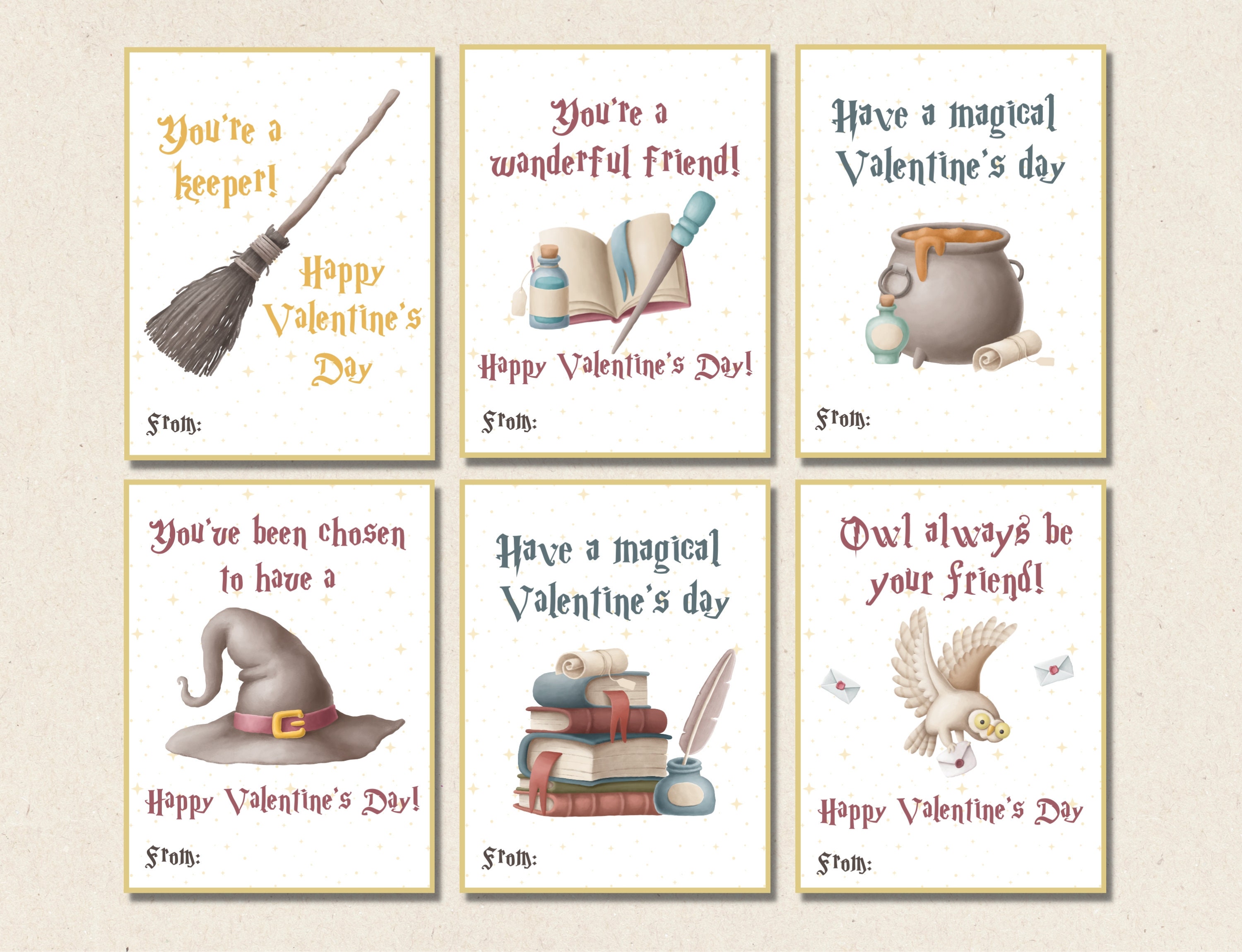 Wizard Class Valentine's Day Cards Magical - Etsy