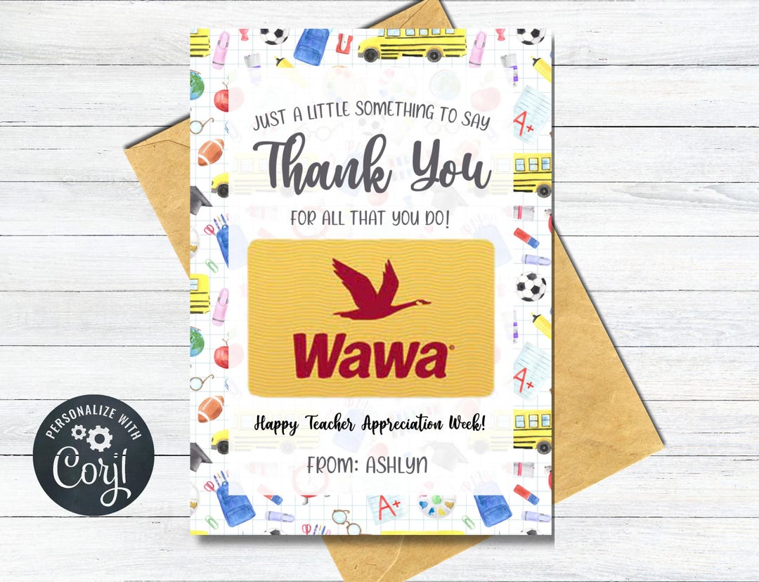 Teacher Appreciation Week Gift, Printable Gift Card Holder, Teacher ...
