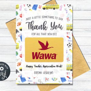 Teacher Appreciation Week Gift, Printable Gift Card Holder, Teacher ...