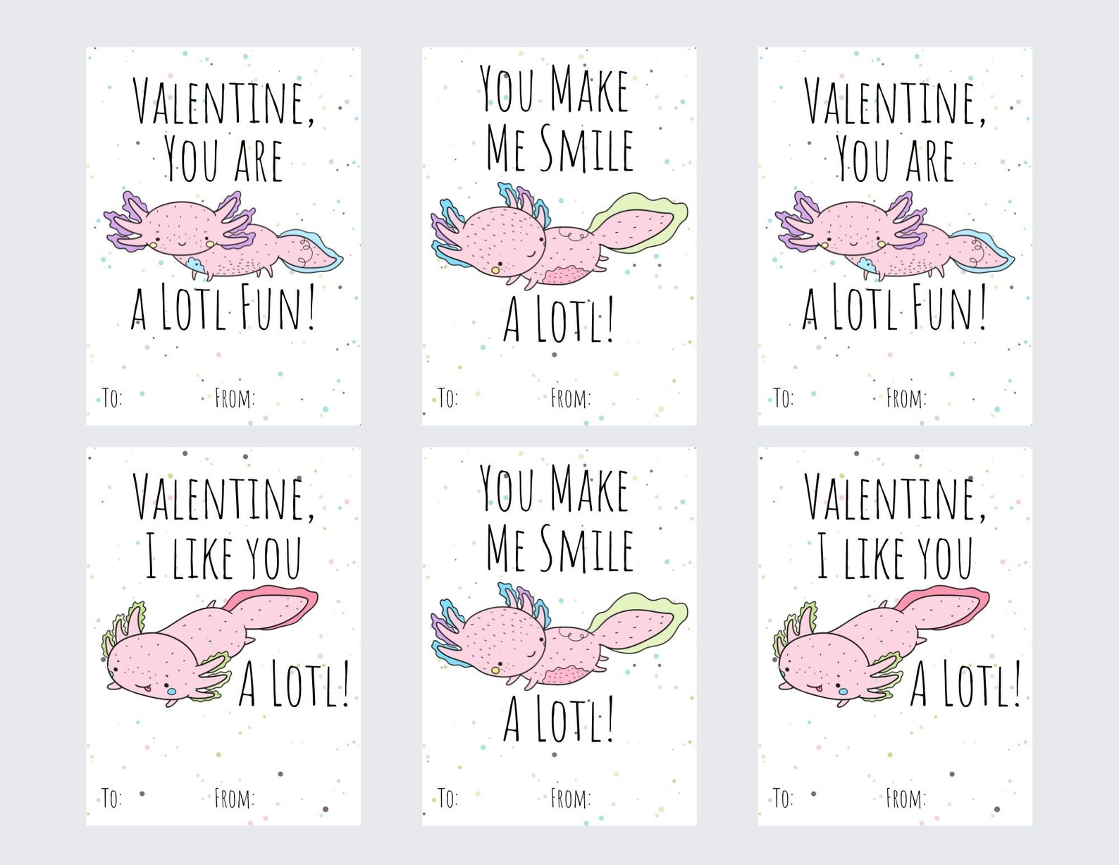 Axolotl Valentine's Day Cards Unique Valentine's Day - Etsy